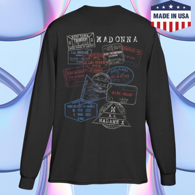 Official Madonna Merch Store Mx Logo Passport Stamp Long Sleeve Shirts ...